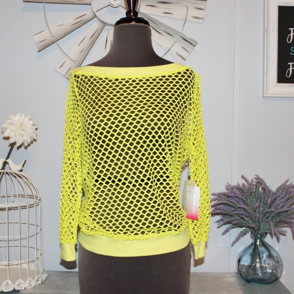 Pink Lotus | Tops | Nwt Pink Lotus Neon Yellow Mesh Top Cover Up | Poshmark